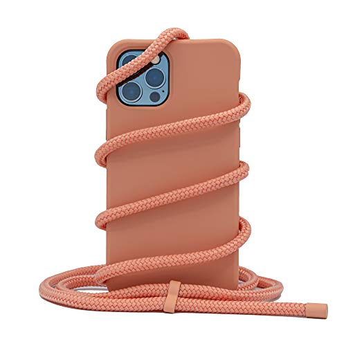 HoldingIT Crossbody Phone Case with Detachable Lanyard Compatible with iPhone X/XS, XS Max, XR, 2-in-1 Hands Free iPhone Cover with Drop Protection, Adjustable Rope Peach