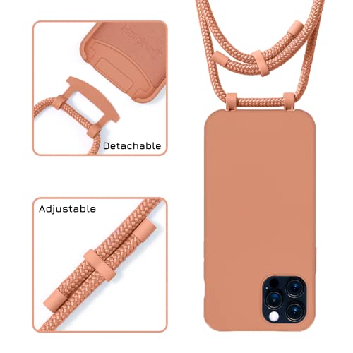 HoldingIT Crossbody Phone Case with Detachable Lanyard Compatible with iPhone X/XS, XS Max, XR, 2-in-1 Hands Free iPhone Cover with Drop Protection, Adjustable Rope Peach