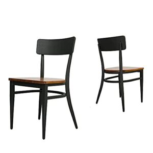 LUCKYERMORE Heavy Duty Dining Chair Set of 2 Solid Wood Kitchen Chair Mid Century Modern Dining Chairs Metal Frame Wooden Seat for Restaurant Commercial