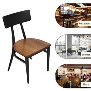 LUCKYERMORE Heavy Duty Dining Chair Set of 2 Solid Wood Kitchen Chair Mid Century Modern Dining Chairs Metal Frame Wooden Seat for Restaurant Commercial