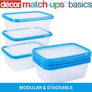 Décor Match-ups Basics Oblong 2L|Food Storage Pantry Container |Ideal for Meal Prep| BPA Free|Dishwasher, Freezer & Microwave Safe, Clear/Blue