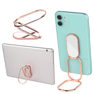 Attom Tech Double-Folding Phone Ring Holder 360° Rotation Zinc Alloy Metal Pink Finger Ring Buckle Grip Kickstand Ultra-Thin Magnetic Car Mount Vehicle Bracket Cell Phone Smartphone Tablet (Rose Gold)