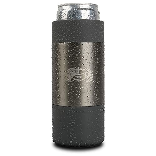 Toadfish Slim Non-Tipping Can Cooler for 12oz Cans - Suction Cup Cooler For Beer & Soda - Stainless Steel Double-Wall Vacuum Insulated Cooler - Sturdy Beverage Holder (Graphite)