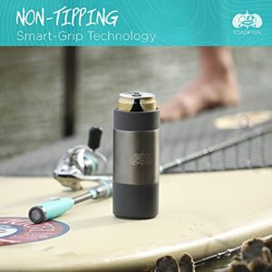 Toadfish Slim Non-Tipping Can Cooler for 12oz Cans - Suction Cup Cooler For Beer & Soda - Stainless Steel Double-Wall Vacuum Insulated Cooler - Sturdy Beverage Holder (Graphite)