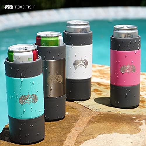 Toadfish Slim Non-Tipping Can Cooler for 12oz Cans - Suction Cup Cooler For Beer & Soda - Stainless Steel Double-Wall Vacuum Insulated Cooler - Sturdy Beverage Holder (Graphite)