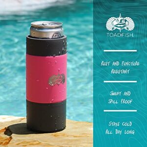 Toadfish Slim Non-Tipping Can Cooler for 12oz Cans - Suction Cup Cooler For Beer & Soda - Stainless Steel Double-Wall Vacuum Insulated Cooler - Sturdy Beverage Holder (Graphite)