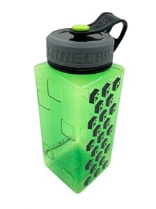 minecraft tritan gaming water bottle | unisex | durable | portable | spill proof | kids | adults | school | office | sports | green | 1 litre bpa free, reusable, proof-36 oz, one size, multicolor