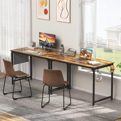 Mr IRONSTONE Computer Desk 47" Home Office Writing Desk, Modern Simple Study Table, Laptop Table with Storage Bag, Cup Holder and Headphone Hook (Rustic Brown)