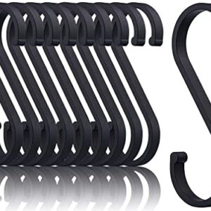 10Pcs S Hook Black S Shaped Hooks Aluminum S Shaped Hooks Heavy Duty S Hanging Hooks Lightweight S Utility Hooks for Pots,Pans,Plants,Cups,Clothes,Towels,Kitchen,Bedroom,Bathroom,Office and Garden