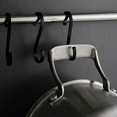 10Pcs S Hook Black S Shaped Hooks Aluminum S Shaped Hooks Heavy Duty S Hanging Hooks Lightweight S Utility Hooks for Pots,Pans,Plants,Cups,Clothes,Towels,Kitchen,Bedroom,Bathroom,Office and Garden