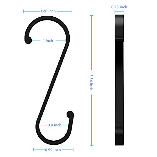 10Pcs S Hook Black S Shaped Hooks Aluminum S Shaped Hooks Heavy Duty S Hanging Hooks Lightweight S Utility Hooks for Pots,Pans,Plants,Cups,Clothes,Towels,Kitchen,Bedroom,Bathroom,Office and Garden