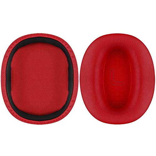 Geekria QuickFit Protein Leather Replacement Ear Pads for Edifier W820BT, W828NB Headphones Ear Cushions, Headset Earpads, Ear Cups Repair Parts (Red)