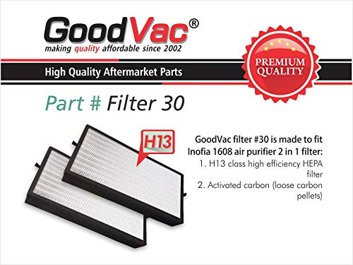 GoodVac H13 True HEPA 2-Pack Replacement Filter Kit Compatible with Inofia 1608 (PM1608)