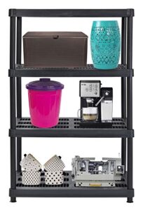 juggernaut storage 36" w x 24" d x 56" h 4-shelf resin shelving, 600 lb capacity black