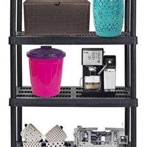 Juggernaut Storage 36" W x 24" D x 56" H 4-Shelf Resin Shelving, 600 lb Capacity Black