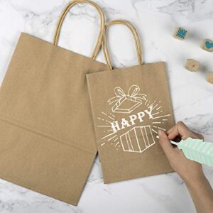 BIOBROWN Gift Bags Paper Bags Bulk with Handles for Birthday Wedding Party Favors - 10 x 5 x 13 inch - 25pcs - Kraft