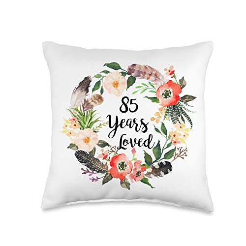 Teelaka Store 85 Years Loved, Birthday Gifts for Women, Grandma 85th Throw Pillow, 16x16, Multicolor