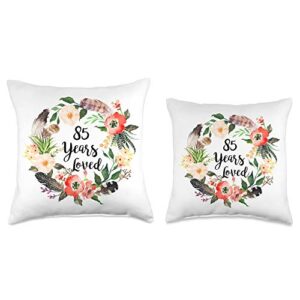 Teelaka Store 85 Years Loved, Birthday Gifts for Women, Grandma 85th Throw Pillow, 16x16, Multicolor