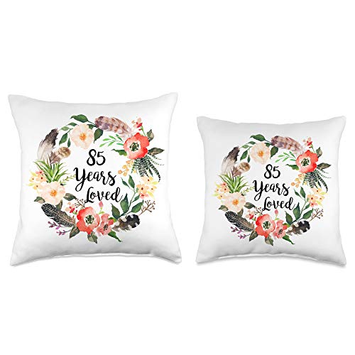 Teelaka Store 85 Years Loved, Birthday Gifts for Women, Grandma 85th Throw Pillow, 16x16, Multicolor