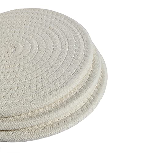 OrganiHaus Set of 3 White Woven Trivets for Hot Dishes | 7" Cotton Pot Holder for Hot Plates to Protect Table | Dining Table Hot Pads for Kitchen | Hot Bowl Holder | Trivets for Hot Pots and Pans