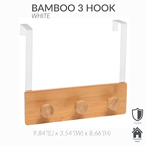 Simplify 3 Over The Door Hook | Closet | Bedroom | Bathroom | Laundry Room | Storage | Towel & Robe Hanger | Accessories Organizer | White