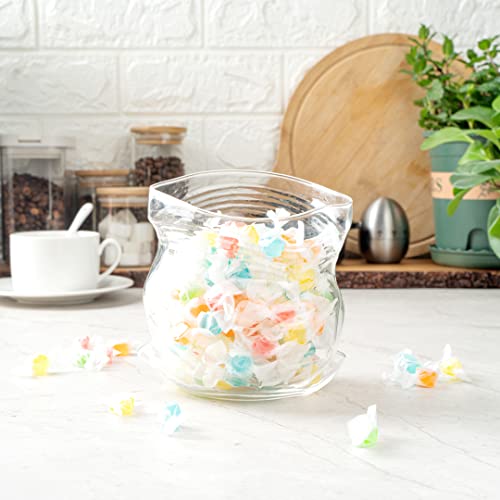 22 Ounce Glass Zipper Bag, 1 Large Glass Bag - Realistic Crinkled Edges, Serve Candy, Popcorn, or Nuts, Clear Glass Bag Bowl, Dishwasher-Safe, Flat Base - Restaurantware