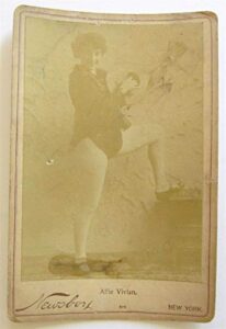 victorian antique cabinet photo actress allie vivian w/mandolin by newsboy