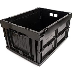 Storage Compat Storage Bin, Nettuno 4323-B06, Plastic Stacking Container, Lidded Storage Bin, Hardware and Tool Storage, Collapsible Bin, Black, 15.75x11.81x8.66 Inches, Medium Size, Individual Pack