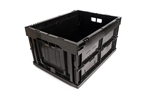 Storage Compat Storage Bin, Nettuno 4323-B06, Plastic Stacking Container, Lidded Storage Bin, Hardware and Tool Storage, Collapsible Bin, Black, 15.75x11.81x8.66 Inches, Medium Size, Individual Pack