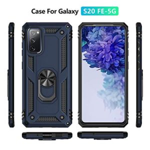 SKTGSLAMY Samsung Galaxy S20 FE Case,Galaxy S20 FE 5G Case,with Screen Protector,[Military Grade] 16ft. Drop Tested Cover with Magnetic Kickstand Car Mount Protective Case for Samsung S20 FE, Blue