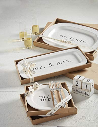 Mud Pie Mrs. Cake Set, plate 8" dia | fork 8", White