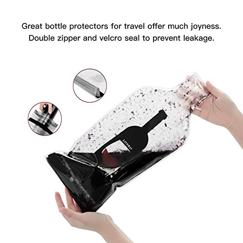 LIVEBAY 5 Pack Reusable Wine Bag for Travel Wine Bottle Protector Sleeve for Airplane Car Cruise Protection Luggage Leak-proof