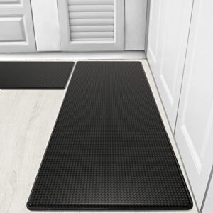 kitsure kitchen mats 2 pcs, waterproof & non-slip kitchen rugs, anti-fatigue mats for kitchen floors, offices & laundries, durable resilient kitchen rug set, 17.3"×30"+17.3"×47",black