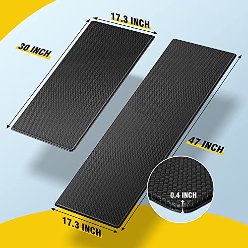 Kitsure Kitchen Mats 2 PCS, Waterproof & Non-Slip Kitchen Rugs, Anti-Fatigue Mats for Kitchen Floors, Offices & Laundries, Durable Resilient Kitchen Rug Set, 17.3"×30"+17.3"×47",Black