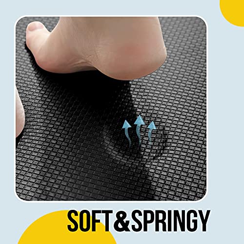 Kitsure Kitchen Mats 2 PCS, Waterproof & Non-Slip Kitchen Rugs, Anti-Fatigue Mats for Kitchen Floors, Offices & Laundries, Durable Resilient Kitchen Rug Set, 17.3"×30"+17.3"×47",Black