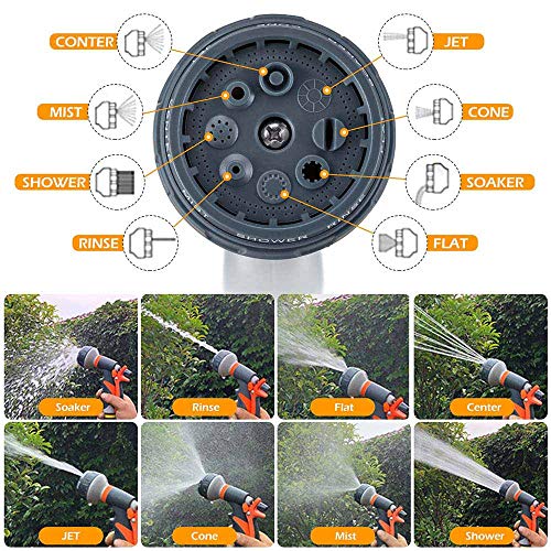 Gsinodrs Garden Hose Nozzle, Heavy Duty Hose Nozzle with 8 Adjustable Watering Patterns, Multifunctional High Pressure Hose Nozzle Sprayer for Home, Watering Lawns and Garden, Car Cleaning