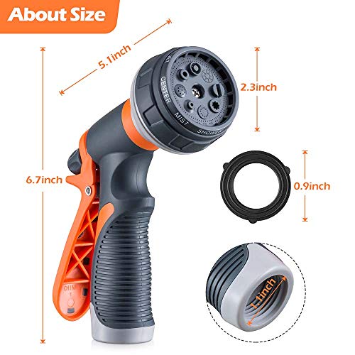 Gsinodrs Garden Hose Nozzle, Heavy Duty Hose Nozzle with 8 Adjustable Watering Patterns, Multifunctional High Pressure Hose Nozzle Sprayer for Home, Watering Lawns and Garden, Car Cleaning