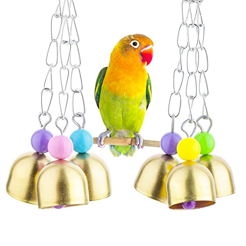 VTurboWay 2 Pack Pet Parrot Bell Toy Bird Chewing Toy Stainless Steel Hanging Bells for Bird Parrot Conure Cockatoo Macaw African Grey Amazon Budgie Parakeet Cockatiel Lovebird Finch Cage