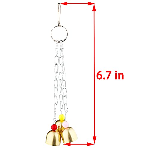 VTurboWay 2 Pack Pet Parrot Bell Toy Bird Chewing Toy Stainless Steel Hanging Bells for Bird Parrot Conure Cockatoo Macaw African Grey Amazon Budgie Parakeet Cockatiel Lovebird Finch Cage