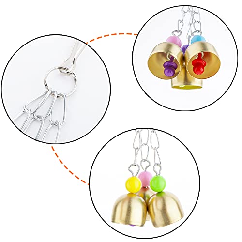 VTurboWay 2 Pack Pet Parrot Bell Toy Bird Chewing Toy Stainless Steel Hanging Bells for Bird Parrot Conure Cockatoo Macaw African Grey Amazon Budgie Parakeet Cockatiel Lovebird Finch Cage