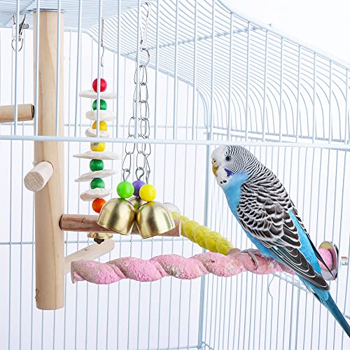 VTurboWay 2 Pack Pet Parrot Bell Toy Bird Chewing Toy Stainless Steel Hanging Bells for Bird Parrot Conure Cockatoo Macaw African Grey Amazon Budgie Parakeet Cockatiel Lovebird Finch Cage