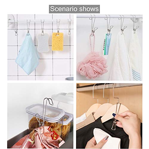 mianyang 12 Stainless Steel Clothespins with Hooks, Metal Spring Clips with Hooks, Universal Hanging Clips for Offices, Kitchens and Bathrooms