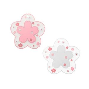 sakura coffee cup mat kawaii coaster 2pcs cute cherry blossom pvc home tea mug pink flower pattern durable anti-skid pot bowl pad placemat for desk drink table decor kawaii accessories (small)