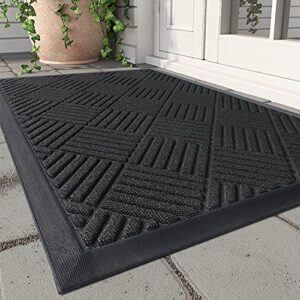 montvoo-door mat- front door mats outdoor indoor entrance-thick non slip rubber welcome mat indoor outdoor doormats for home inside outside entry entryway rug-shoe mat scraper-black-17”x30”