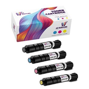 az supplies compatible toner cartridge replacement for canon gpr-58 gpr-58bk gpr-58c gpr-58m gpr-58y imagerunner advance c256if imagerunner advance c356if (black, cyan, magenta, yellow - 4 packs)