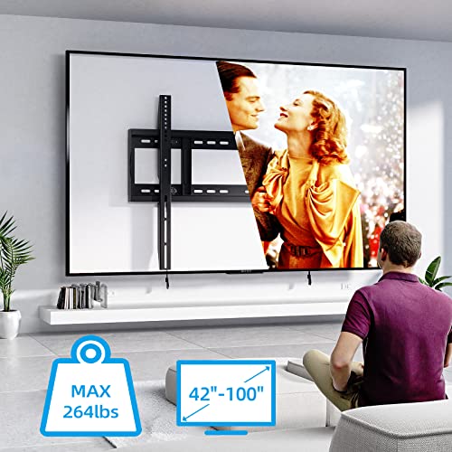 HOME VISION Heavy Duty Fixed TV Wall Mount Holds up to 264LBS, for Most 42-100 inch Large TVs Wall Mount Bracket Fits 16"/18"/24" Studs, VESA 800x600mm, Low Profile Space Saving for LED OLED LCD