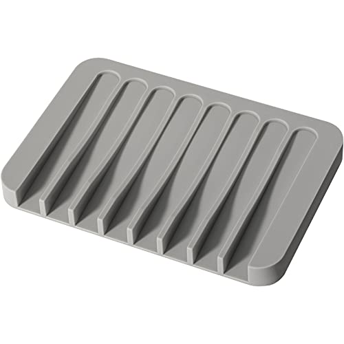 Urbanstrive Soap Dish Shower Waterfall Soap Tray Soap Saver Soap Holder for Bathroom, Kitchen, Counter Top, Flexible Silicone, Keep Soap Bars Dry, Easy Cleaning (Grey)