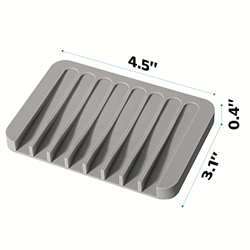 Urbanstrive Soap Dish Shower Waterfall Soap Tray Soap Saver Soap Holder for Bathroom, Kitchen, Counter Top, Flexible Silicone, Keep Soap Bars Dry, Easy Cleaning (Grey)