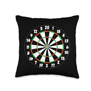 Cool Darts Board Arrows Games Scoreboards Gifts Bullseye Board Arrow Games Target Dart Player Throw Pillow, 16x16, Multicolor