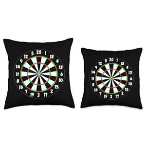 Cool Darts Board Arrows Games Scoreboards Gifts Bullseye Board Arrow Games Target Dart Player Throw Pillow, 16x16, Multicolor